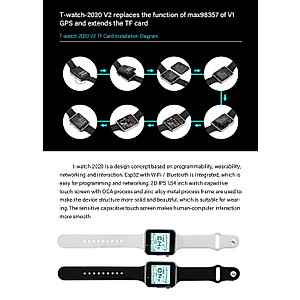 WayPonDEV T-Watch 2020 V2 ESP32-Based Programmable Watch with Arduino, ESP-IDF or MicroPython(Silver)