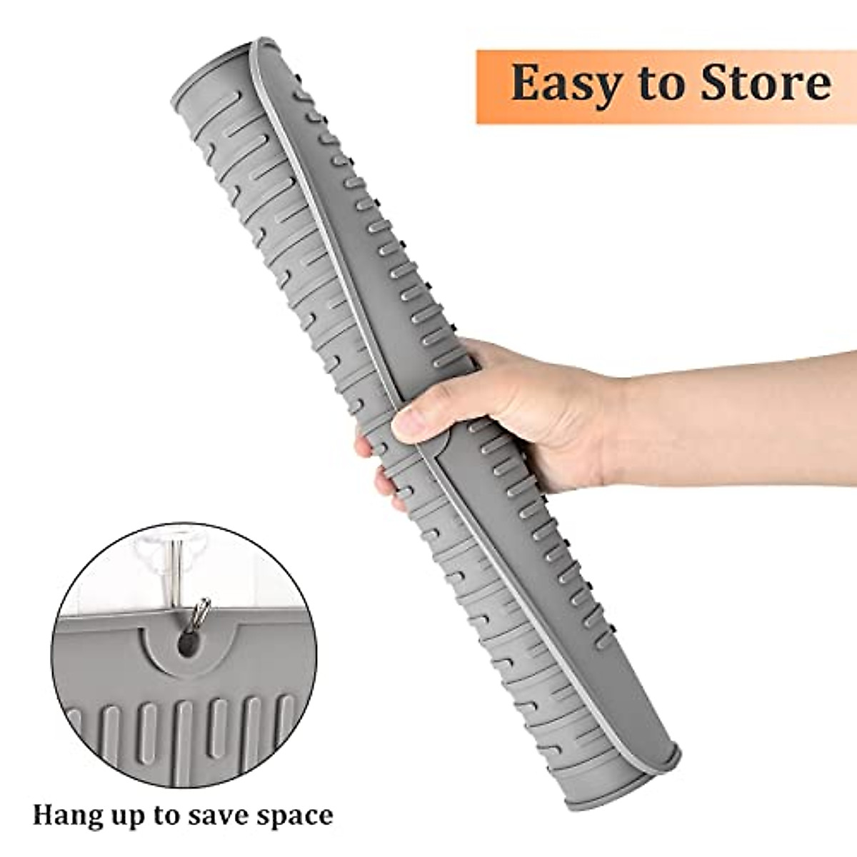 Elyum Dish Drying Mat, Silicone Drying Mat Heat Resistant Dish Mat Easy Clean Drying Mats for Kitchen Counter Non-Slip Kitchen Drying Mat (18" x 16'' , Gray)