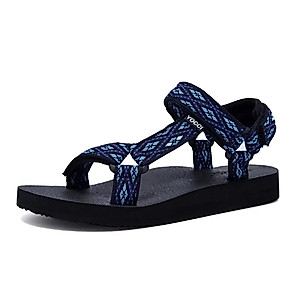 YOCCI Women's Original Sport Sandals Hiking Sandals with Arch Support Yoga Mat Insole Light Weight Outdoor Water Shoes,WHLX001-Navy-39