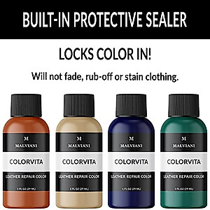 MALVIANI Leather Repair Color Restorer - Red Burgundy - Restore Furniture, Couch, Purse, Car Seats & Sofa - 1 oz.