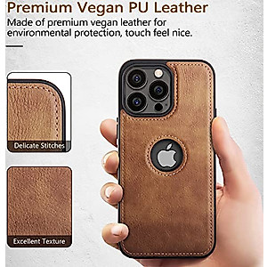 WTCASE for iPhone 14 Pro Leather Case, Thin Flexible Soft Grip Luxury Vgean PU Leather Cover for Men, Durable Anti-Scratch Full Phone Cases Compatible with iPhone 14 Pro (2022) 6.1" (Brown)
