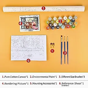 TUMOVO Paint by Numbers for Adults Beginner, Rustic Highland Cow Oil Painting for Adults Kids Paint by Number Funny Cow Paint Number Kits Paint by Numbers for Kids DIY Acrylic Painting Kits, 16"x20"