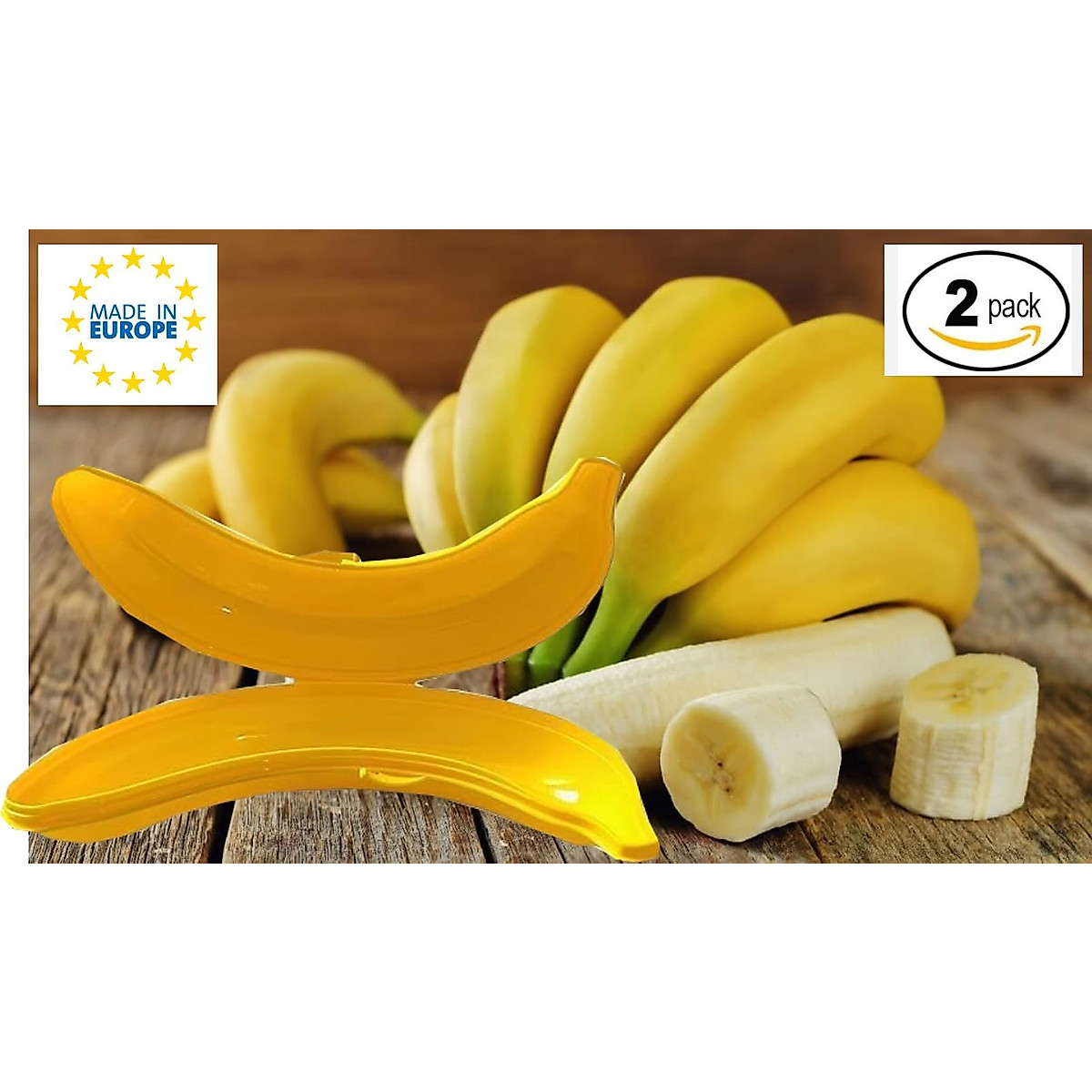 Banana Keeper On The Go Outdoor Travel Case BPA-Free Fruit Protector Saver Portable Banana Holder for Lunch Boxes Cute Carrier Storage Box 2 Pack Yellow (Banana Keeper)