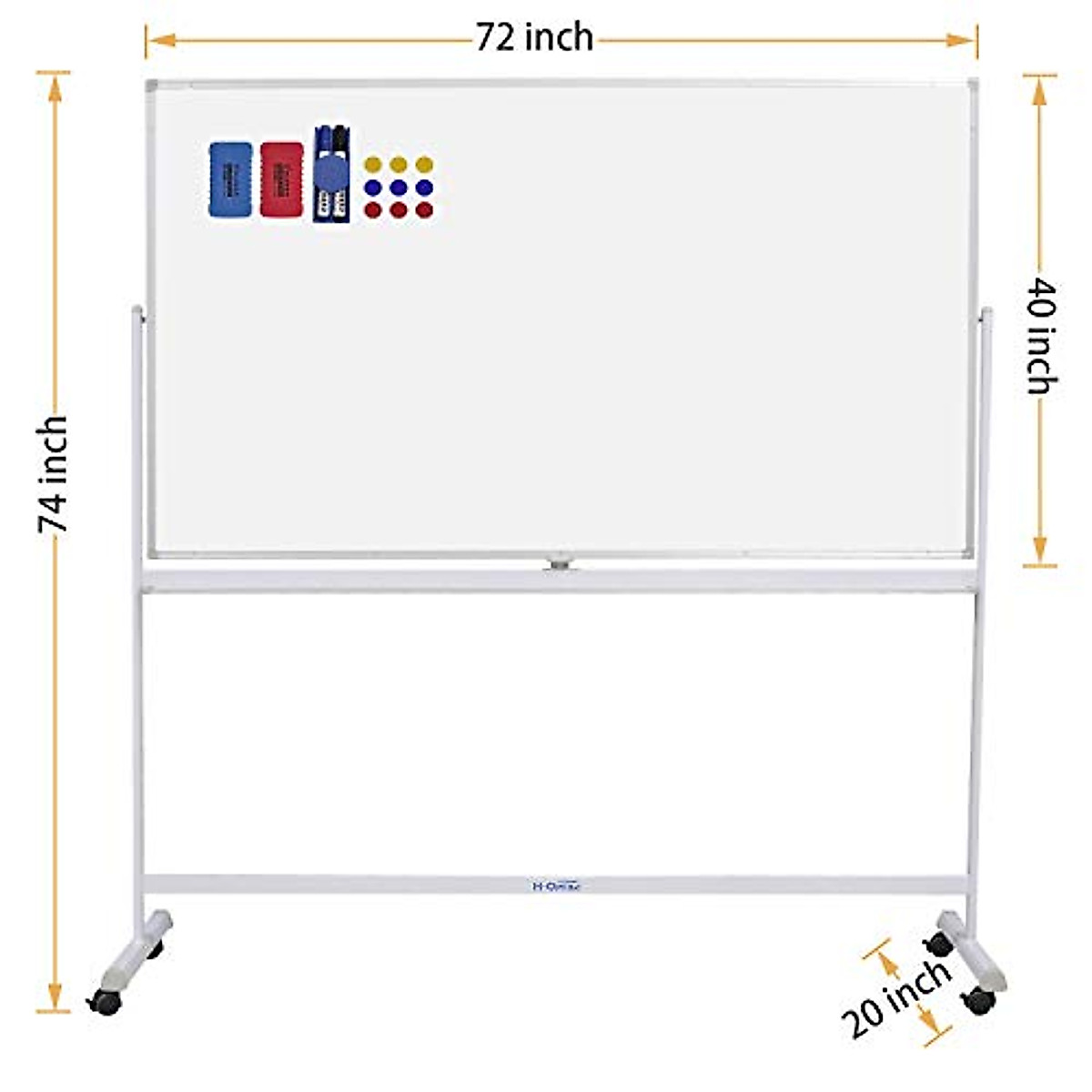 Mobile Whiteboard 72"x40" Magnetic Dry Erase Board with Stand Double-Sided Rolling Whiteboard for Office, Home & School