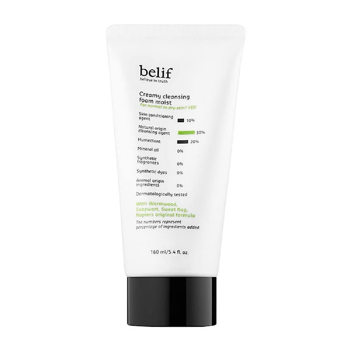 belif Creamy Cleansing Foam | Vitamin C Packed Face Cleanser for Combination Skin | Wormwood & Soapberry | Detoxifies, Cleanses and Softens Facial Skin for Sensitive Skin | Makeup Remover | 5.4 Fl Oz