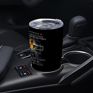 Equoza Christian Gifts Flask Warrior of God Faith 20oz Insulated Travel Mugs Stainless Stainless Steel Vacuum Tumbler with Lid Special Christmas Gifts for Men（Pack of 1）