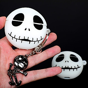 Jowhep Case for AirPod Pro 2019/Pro 2 Gen 2022 Cartoon Cute Silicone Cover Kawaii Funny Unique Stylish Soft Protective Keychain for Air Pods Pro Girls Boys Women Cases for AirPods Pro Luminous Skull