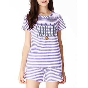 Cozchique Summer Pajamas For Girls – Stripe & Glittering Heart PJS Pal Cute Jammies Set Big Kids Size 12