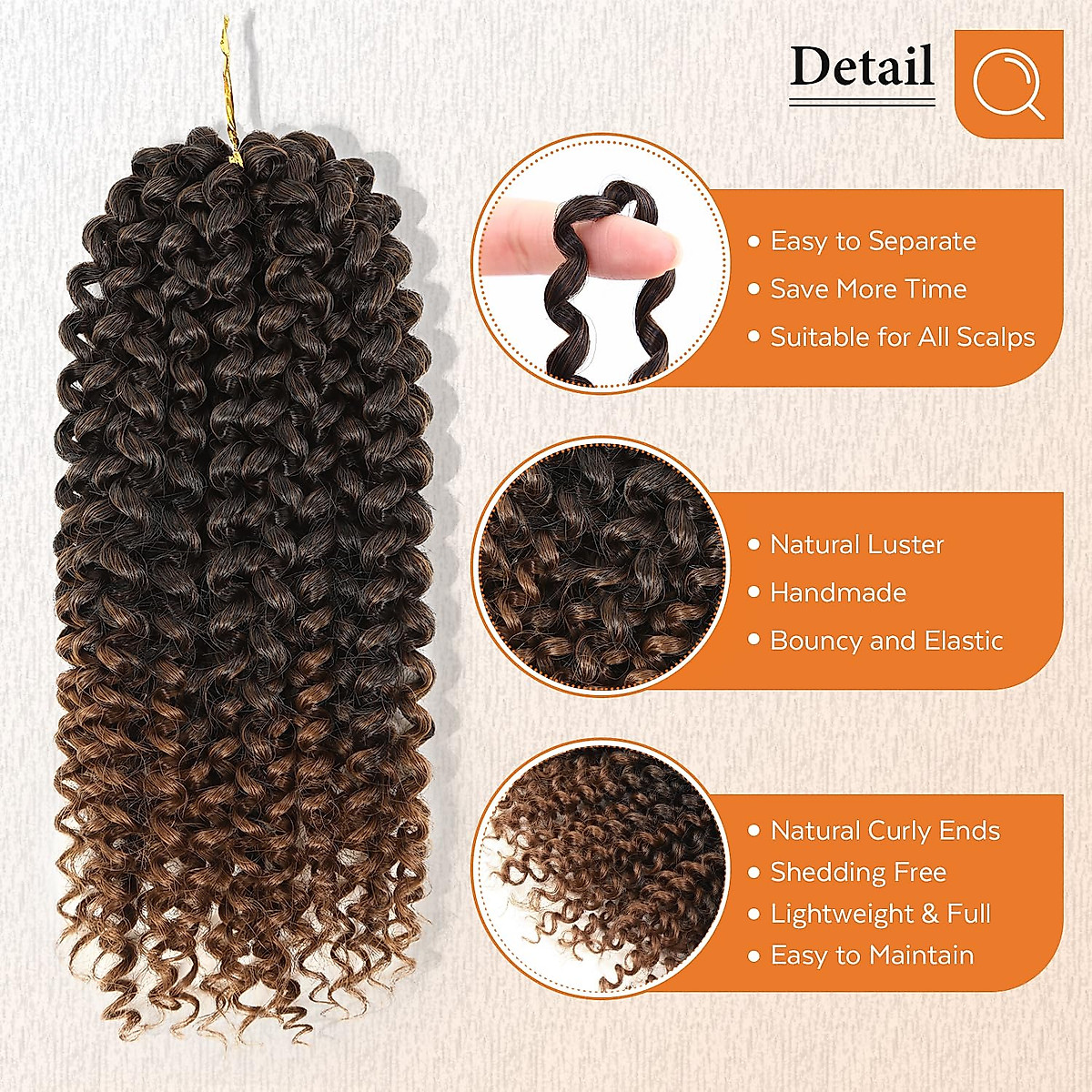 LADY MIRANDA Brown Color Afro kinky Curly Braiding Hair Extensions Jerry Curl Crochet Hair 3X Braid Hair Mixed Dark Brown to Light Brown Short Synthetic Hair Styles (Black&brown)