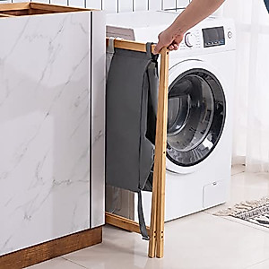 YOUDENOVA 143L Large Laundry Hamper Basket 3 Section, Waterproof Laundry sorter with 3 Compartments, Triple Divided laundry Organizer for Bedroom, Bathroom Organization, Black and Grey