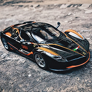 BDTCTK Compatible for 1:32 Ferrari FXX K Model Car, Zinc Alloy Pull Back Toy Car with Sound and Light for Kids Boy Girl Black