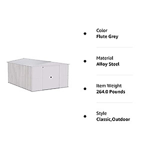 Arrow Classic Steel Storage Shed, 10x14, Flute Grey