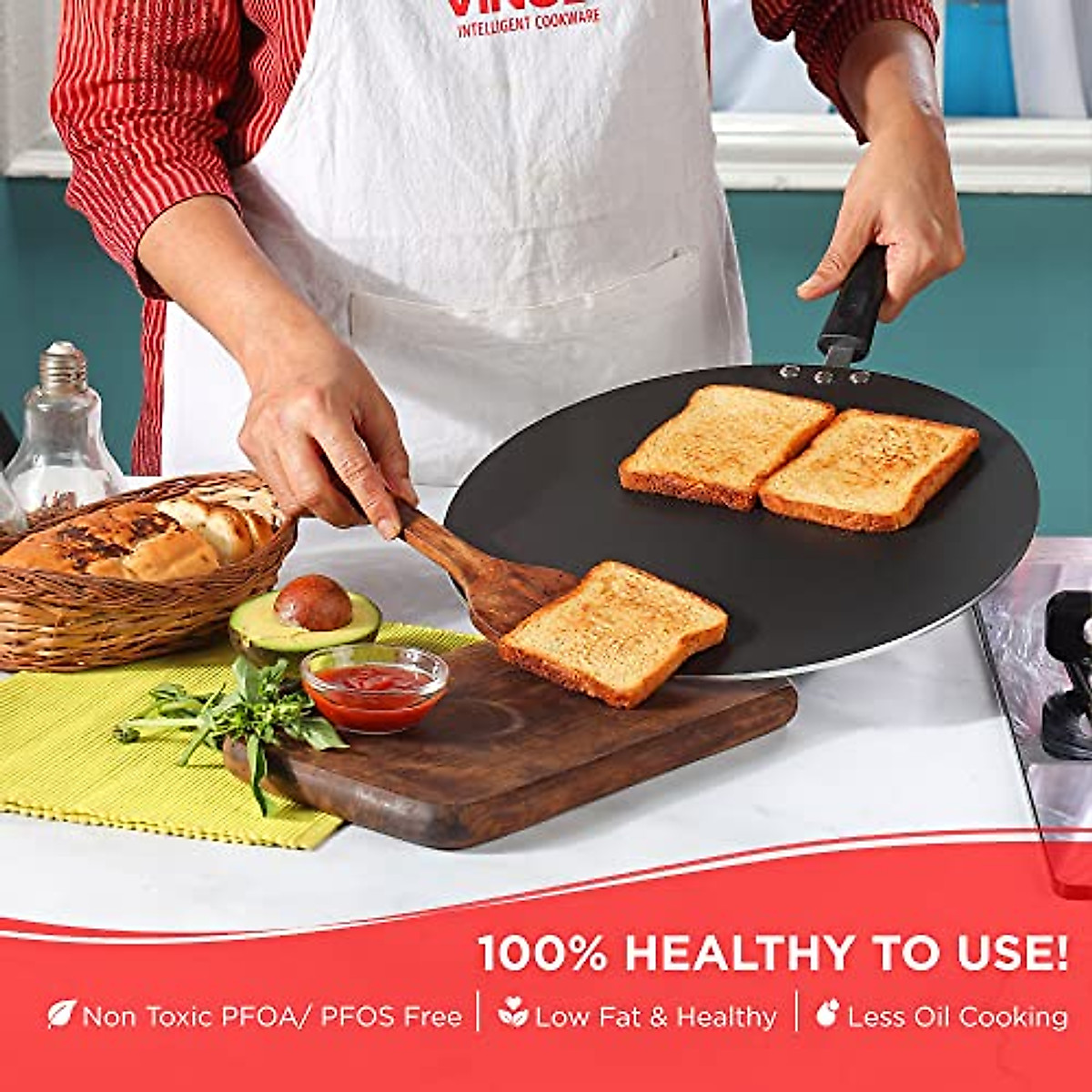 Vinod Flat Non-Stick Multi Tawa, 13 inch (Crepe Pan/Griddle)