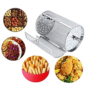 Rotisserie Basket,Air Fryer Oven Cages, 360 Degree Rotatable Heating Stainless Steel Oven Racks Oven Basket, Roaster Drum Oven for Rotisserie, Baking Nuts, Coffee Beans, Flower, Tea, BBQ Roaster Tool
