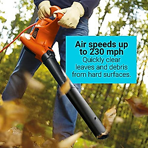 BLACK+DECKER 3-in-1 Leaf Blower, Leaf Vacuum and Mulcher, Up to 230 MPH, 12 Amp, Corded Electric (BV3600)