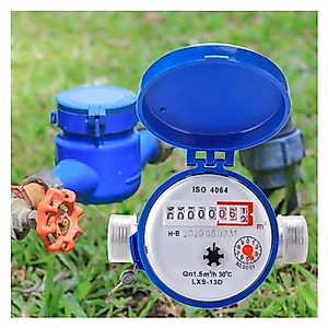 Flow Meter Smart Water Meter Mechanical Rotary Pointer Counter Water Meter Flow Measuring Tools with Copper Fittings Gadget, Cold Water Meter High Stability and Convenient Operation