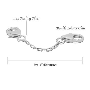 Made in Italy Ultra Durable | 925 Sterling Silver Extender Chain for Bracelets, Necklaces, Anklets, Key Chains | 2 Inches