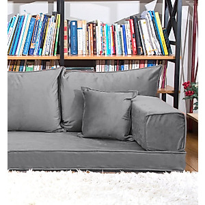Livingroom Floor Cushions, Floor Sofa Seating, Velvet Fabric Sofas, Oriental Moroccan Sofas, Sectional Couches, Yoga Meditation Sofas (Grey)