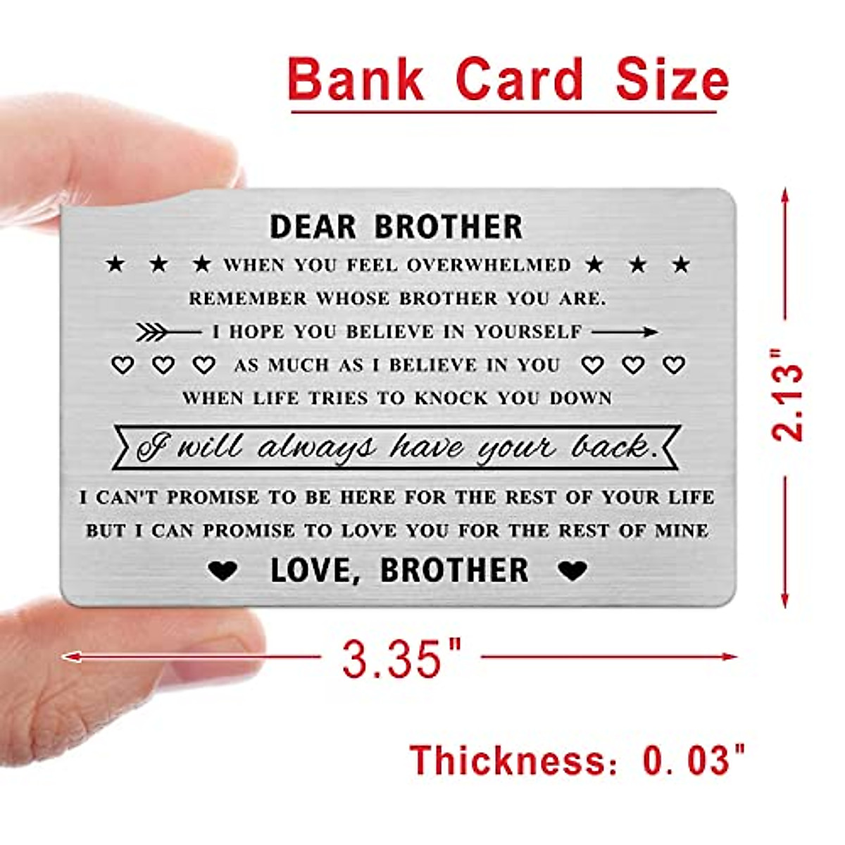 Jzxwan Brother Gifts from Brother, To My Brother Christmas Card, Personalized Graduation Easter Gift for Brother Wallet Card