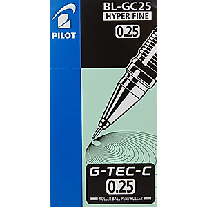 PILOT G-Tec-C Gel Ink Rolling Ball Pens, Hyper Fine Point (0.25mm), Black Ink, 12-Pack (35485)