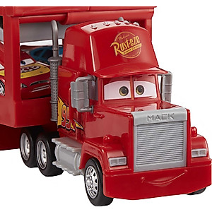 Mattel Disney and Pixar Cars Mack Hauler, 13-inch Toy Transporter Truck with Ramp & Carry Storage for 12 Vehicles