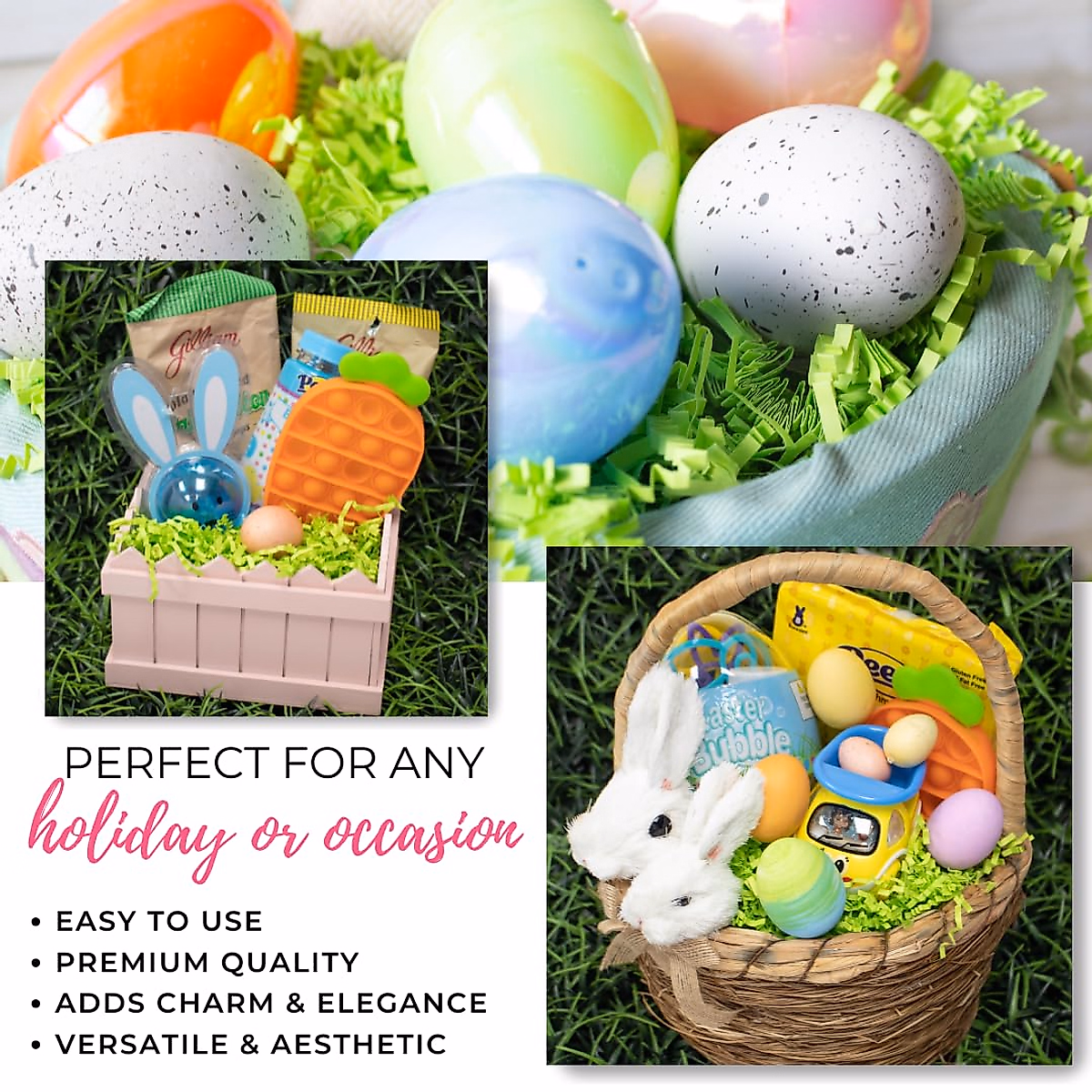 MagicWater Supply Crinkle Cut Paper Shred Filler (4 oz) for Gift Wrapping & Basket Filling - Lime Green