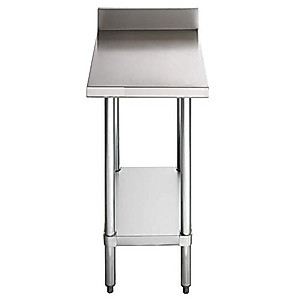 Pro&Family 30" x 18" 18-Size 304 Stainless Steel Equipment Filler Table with Backsplash and Galvanized Undershelf. Great for Kitchen, Bar, Office, Garage, Storage, Restaurante, Club.