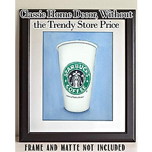 Starbucks Watercolor - Great Coffee Bar Accessories, Dining Room and Kitchen Decor, Coffee Station Display, Starbucks Decoration Gift, Gift for Coffee Lovers, 11x14 Unframed Art Print Poster