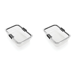 Rubbermaid Brilliance Food Storage Container, Large, 9.6 Cup, Clear 2024351 (Pack of 2)