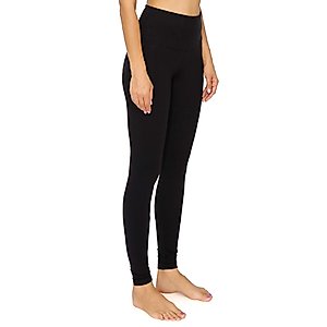 Leggings Depot Womens ActiveFlex 5" Waistband High Waisted Active Leggings Pants (Black, Large)