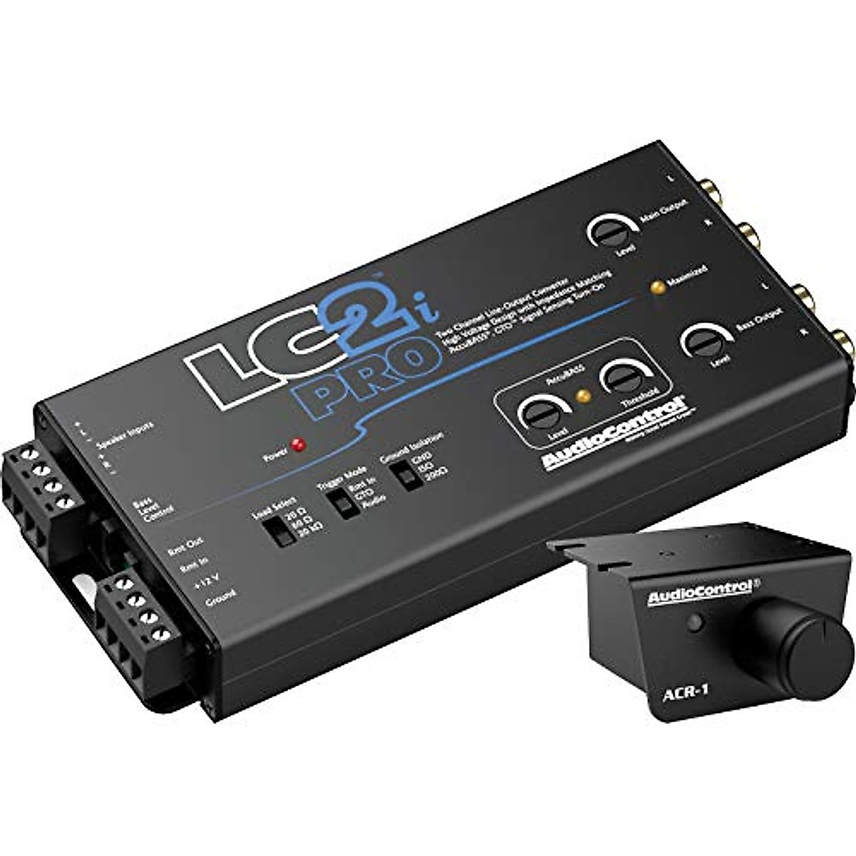 AudioControl LC2i PRO 2-Channel Line Output Converter with Impedance Matching, AccuBASS with 2-Channel Interconnect Cable