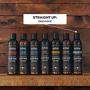 Live Bearded Beard Wash, 8 fl oz - Water-Based Face Cleanser with All-Natural Ingredients for a Gentle, Deep Clean - Made in the USA | Straight Up Unscented - Fragrance-Free