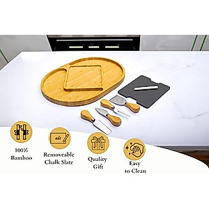 Taoware Bamboo Serving Platter with Cheese Knives for Charcuterie Board Premium Cheese Board for Housewarming Gift Practical Trays for Serving Food