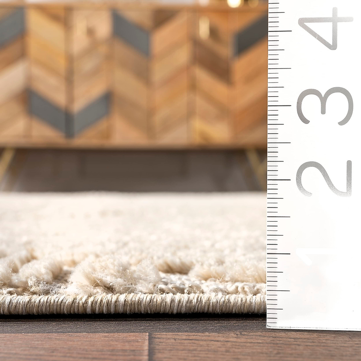 nuLOOM Kerry Geometric 4x6 Area Rug for Living Room Bedroom Dining Room Kitchen, Beige