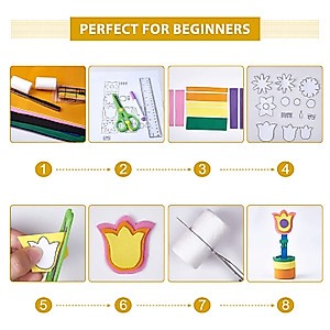 WEBEEDY 16 Set Foam Flower Craft Kit DIY Spring Crafts Make Your Own Flower Science and Garden Gift Easter Art Craft for Home Fun Game Activities