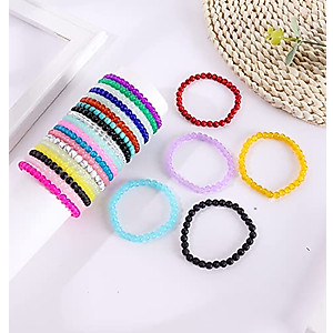 SAMOCO 24Pcs 6mm Beaded Stretch Bracelet Handmade Round Glass Bracelet for Women Multicolor Matte Beads Elastic Bracelet