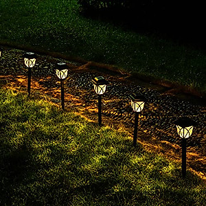 NOMMTHY 6 Pack Solar Outdoor Pathway Lights, Color Changing, IP65 Waterproof Solar Garden Lights, Dusk to Dawn Auto On/Off Solar Torch Light for Walkway, Backyard, Lawn, Yard and Driveway