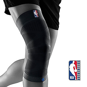 Bauerfeind Sports Compression Knee Support NBA - Lightweight Design with Gripping Zones for Basketball Knee Pain Relief & Performance with Team Designs (Black, L)
