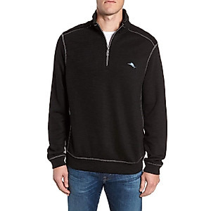 Tommy Bahama Men's Tobago Bay Half Zip Pullover (Black, X-Large)