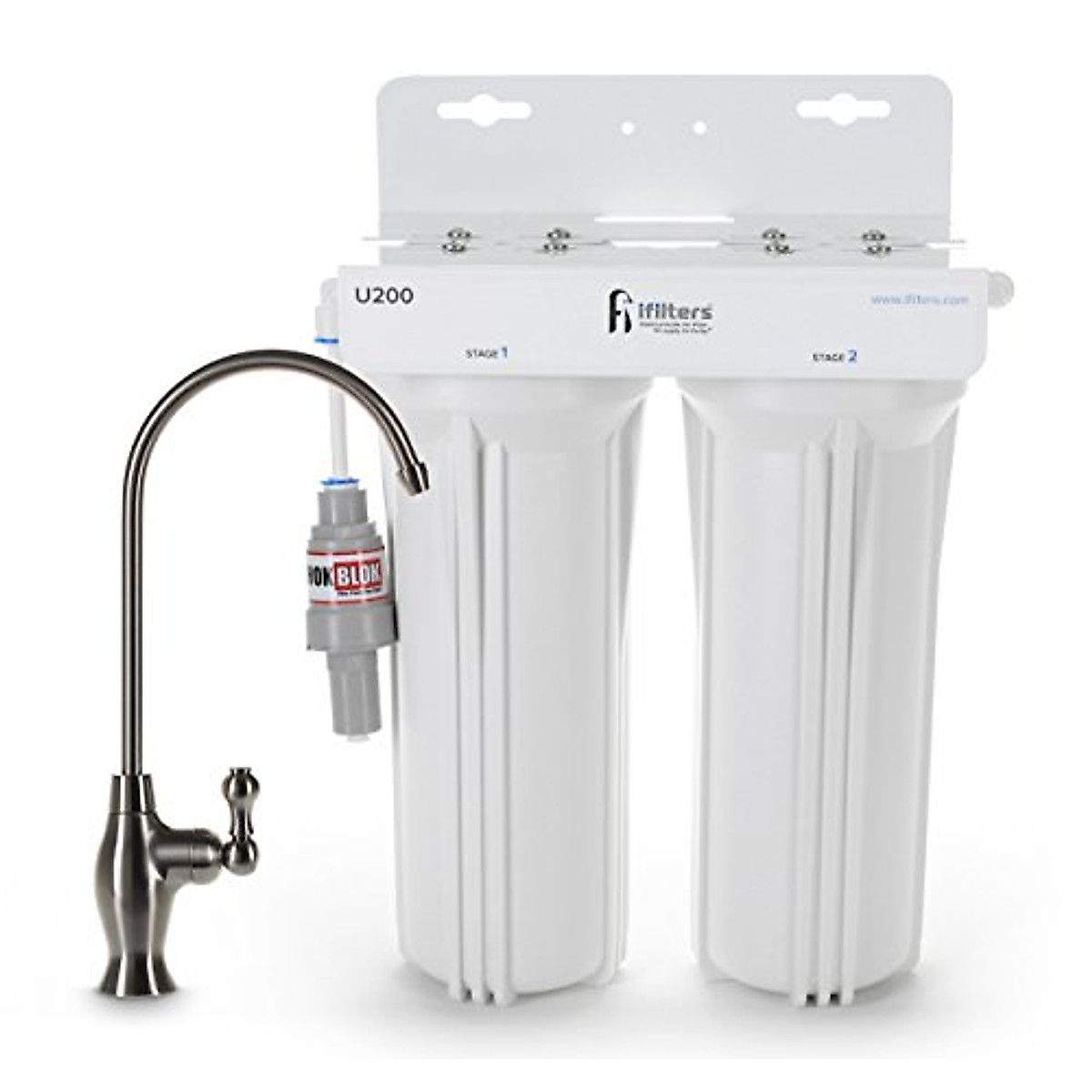 U200 Premium Drinking Water Filtration System 2 Stage w/Designer Faucet & Protection Valve