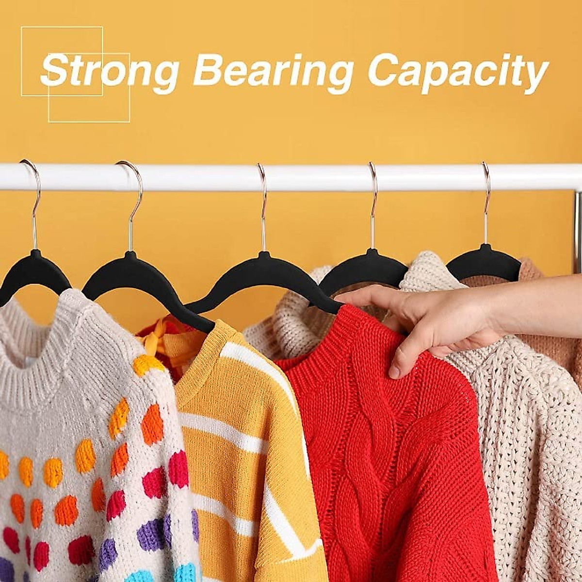 Hoogtecly Premium Velvet Hangers Heavyduty - Non Slip - Velvet Suit Hangers Hooks,Space Saving Clothes Hangers Black (30pcs)