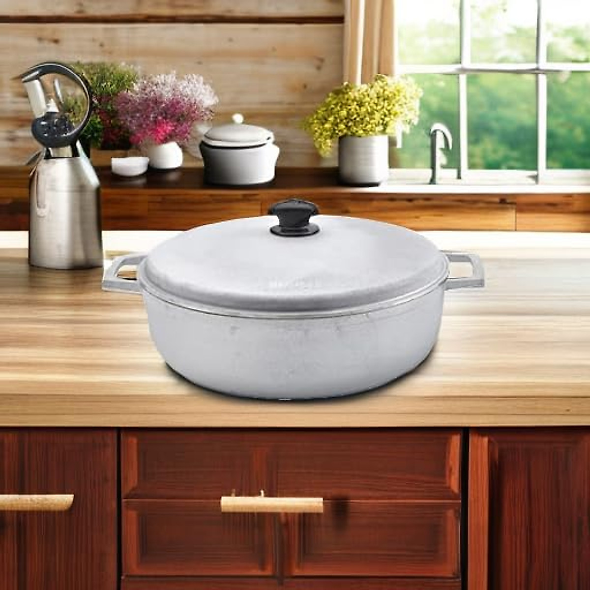 IMUSA USA 17.9Qt JUMBO Traditional Colombian Caldero (Dutch Oven) for Cooking and Serving, Silver, 17.9 Quart