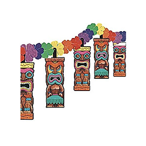 Amscan Tiki Flower Lei Garland Decoration, 7 1/2', Multicolor