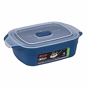 Décor Delish Oblong 1L |Food Storage Container |Leakproof| Ideal for Meal Prep| BPA Free|Dishwasher, Freezer & Microwave Safe, Blue