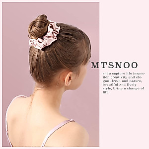 MTSNOO Silk Scrunchies, 3 Pack - 100% Pure 22 Momme Mulberry Silk Scrunchies for Curly Hair with Elastic Band - Hair Ties Ropes Scrunchies Set for Women Girls - RoseGold, Champagne, Gold