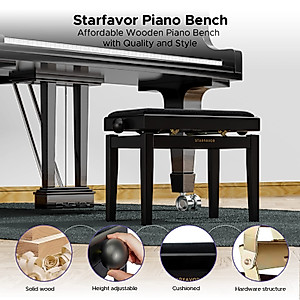 Starfavor 88 Key Weighted Keyboard Piano SP-20, Piano Keyboard 88 Keys Digital Piano with Piano Stand, Electric Piano 88 Keys Weighted with Hammer Action, Bluetooth MIDI & Piano Bench Bundle, Black