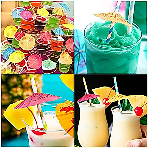 PartyWoo Paper Straws, 60 pcs Straws Drinking and Cocktail Picks Umbrellas, Drink Straws, Cocktail Straws for Luau Birthday Party Decorations, Summer Party, Hawaiian Party, Tropical Party Supplies
