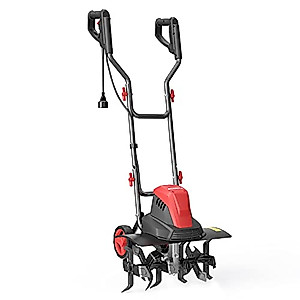 ECOMAX 18 Inch 13.5 AMP Corded Electric Tiller Cultivator, with 6 Steel Tines for Lawn & Garden Tiller, Digging & Soil Cultivation, Model: ELG02