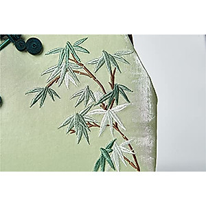 Women Chinese Classical Bamboo Embroidery Purse Vintage Embroidery Clutch Handag with Tassel and Pendant