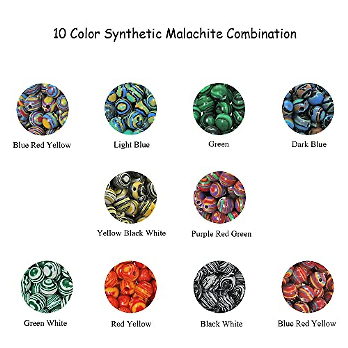 500pcs 6mm Stone Beads Kit Round Loose Gemstone 10 Colors Synthetic Malachite Beads for Bracelet Necklace Earrings Jewelry Making